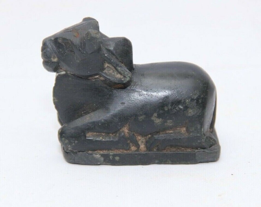 Marble Nandi Statue, Hand Carved Shiva's Ox Figurine, Rare Indian ...