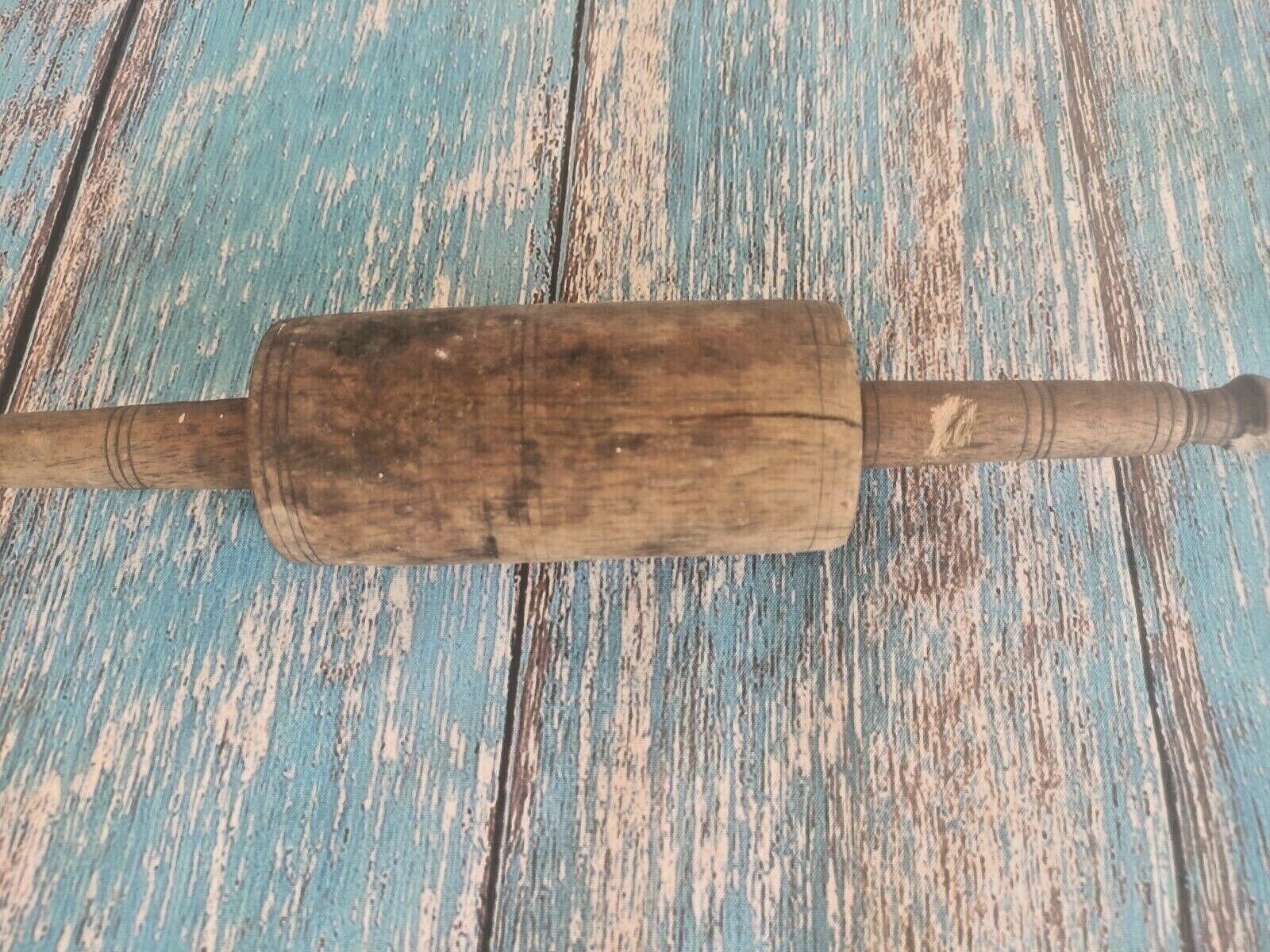 Antique Wooden Chapati Rolling Pin Belan Velan Painted Indian Kitchen ...