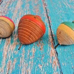 Traditional Indian Lattu Game Set of 3 Vintage Hand-painted Wooden ...