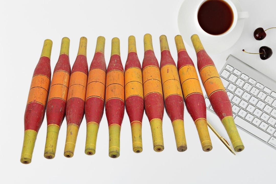 Rare Vintage Handmade Indian Rolling Pins, Colorful, Traditional ...