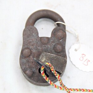 Vintage Solid Iron Padlock With Brass Tag: Antique Lock & Key - Etsy