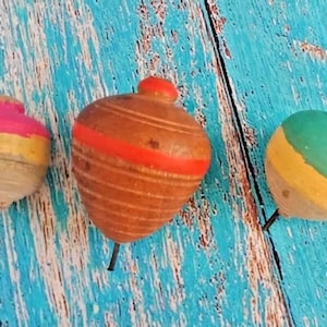 Traditional Indian Lattu Game Set of 3 Vintage Hand-painted Wooden ...