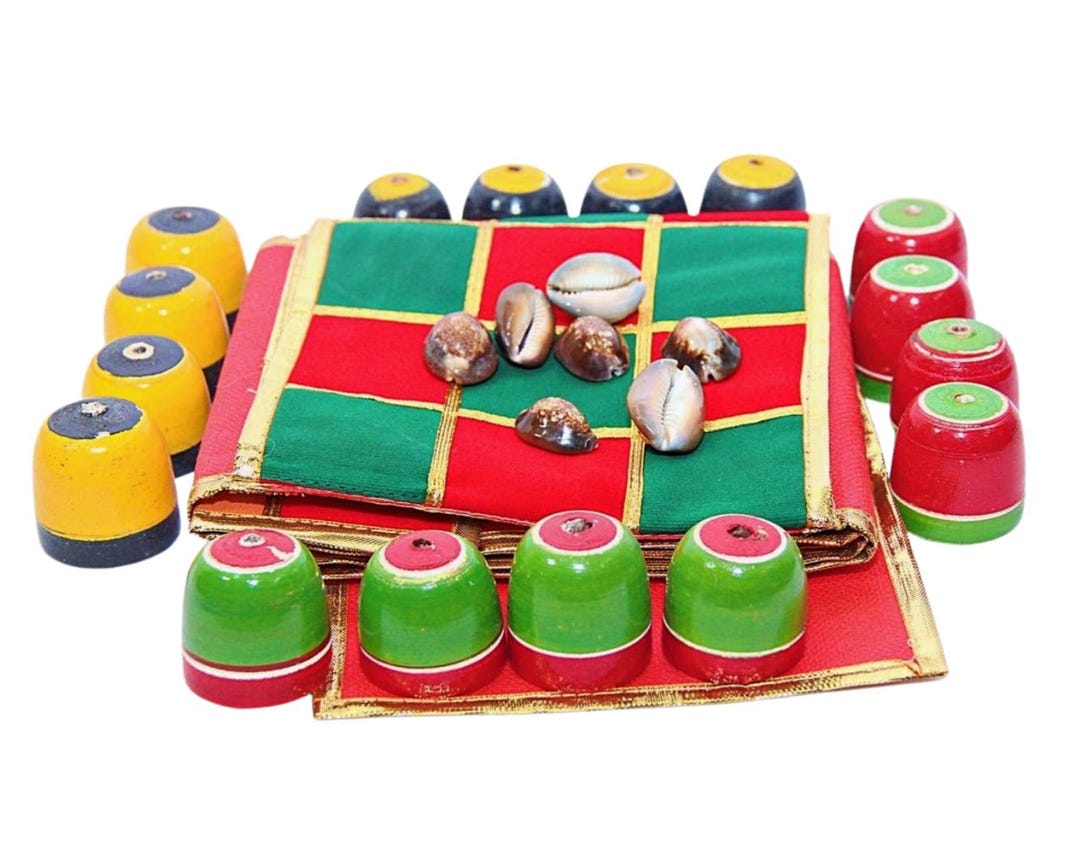 Traditional Pachisi Multicolor Board Game Set Portable Chausar & Ludo ...
