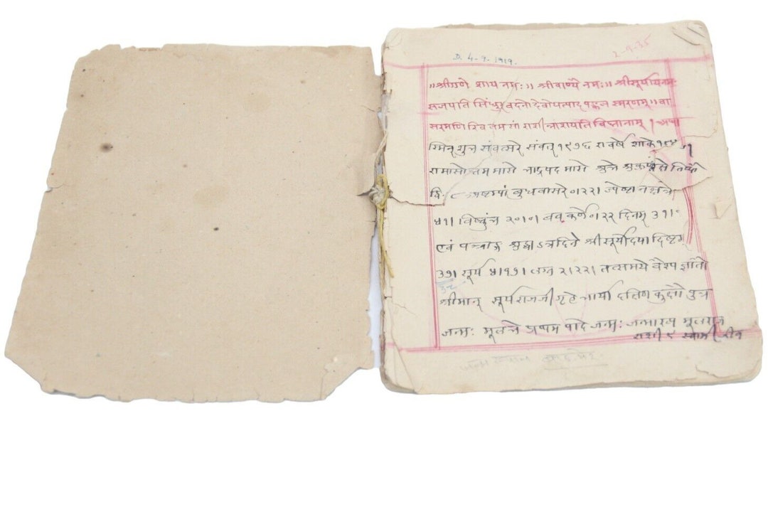 Antique 1919 Handwritten Birth Chart, Samwat Janam Patri Horoscope ...