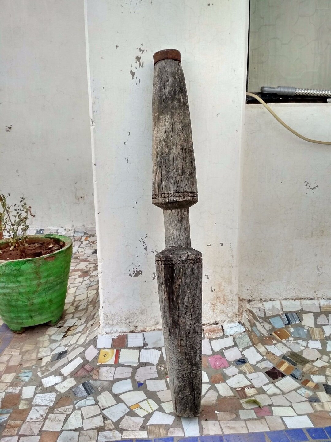 Original 1800s Handmade Large Wooden Antique Pestle From Rural India ...