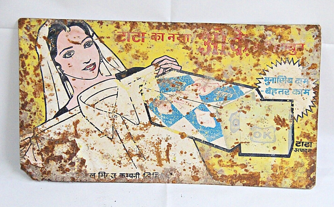 Retro Tata Ok Soap Tin Sign Board, Vintage Indian Advertisement Art for ...