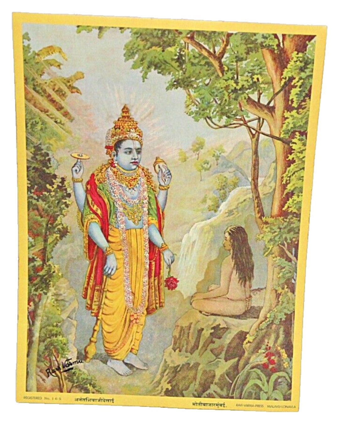 Raja Ravi Varma Lithograph Re-print of Dhruv Narayan Hindu God Art ...
