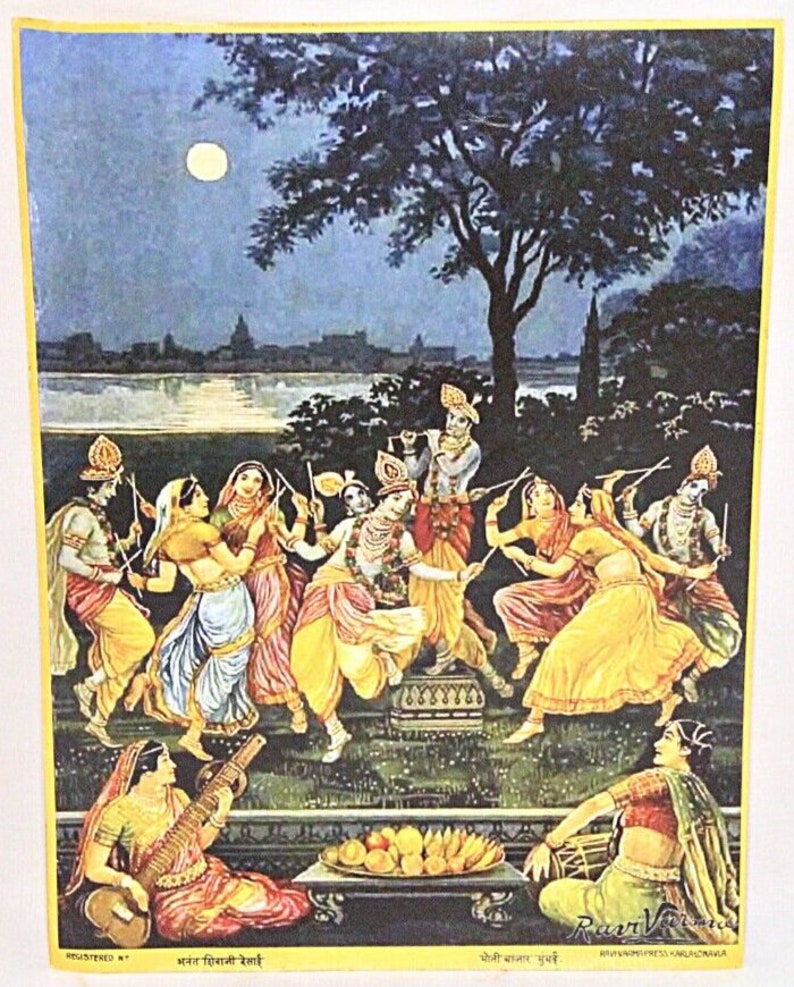 Indian Mythology Hindu God Raja Ravi Varma Reprint of Krishna and His ...