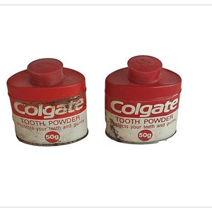 Retro 1998-99 Colgate Tooth Powder– Sealed 50g Litho Print Tin Box, Set ...
