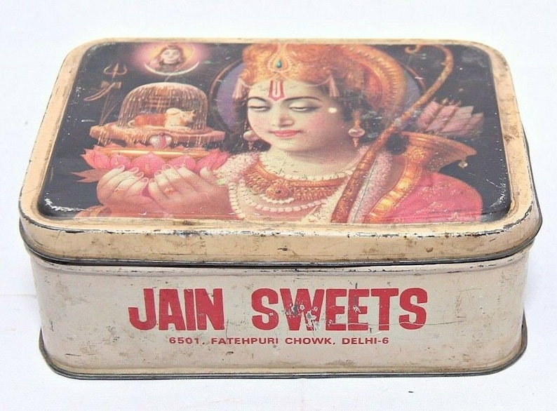 1960s Vintage Lord Rama Worshipping Lord Shiva Litho Tin Box Jain ...