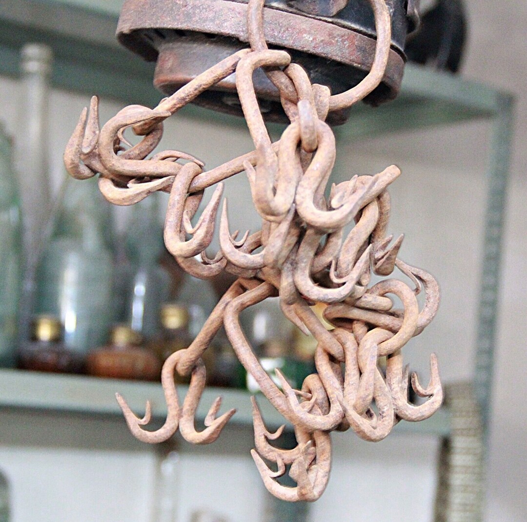 Hand Forged Iron Well Bucket Pulling Tool - 36 Hook Rustic Farmhouse ...