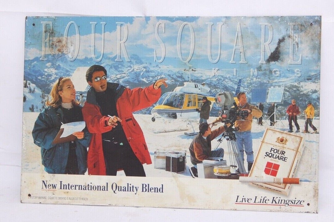 Old Vintage Kings Four Square Filter Cigarettes Adv. Litho Tin Sign ...