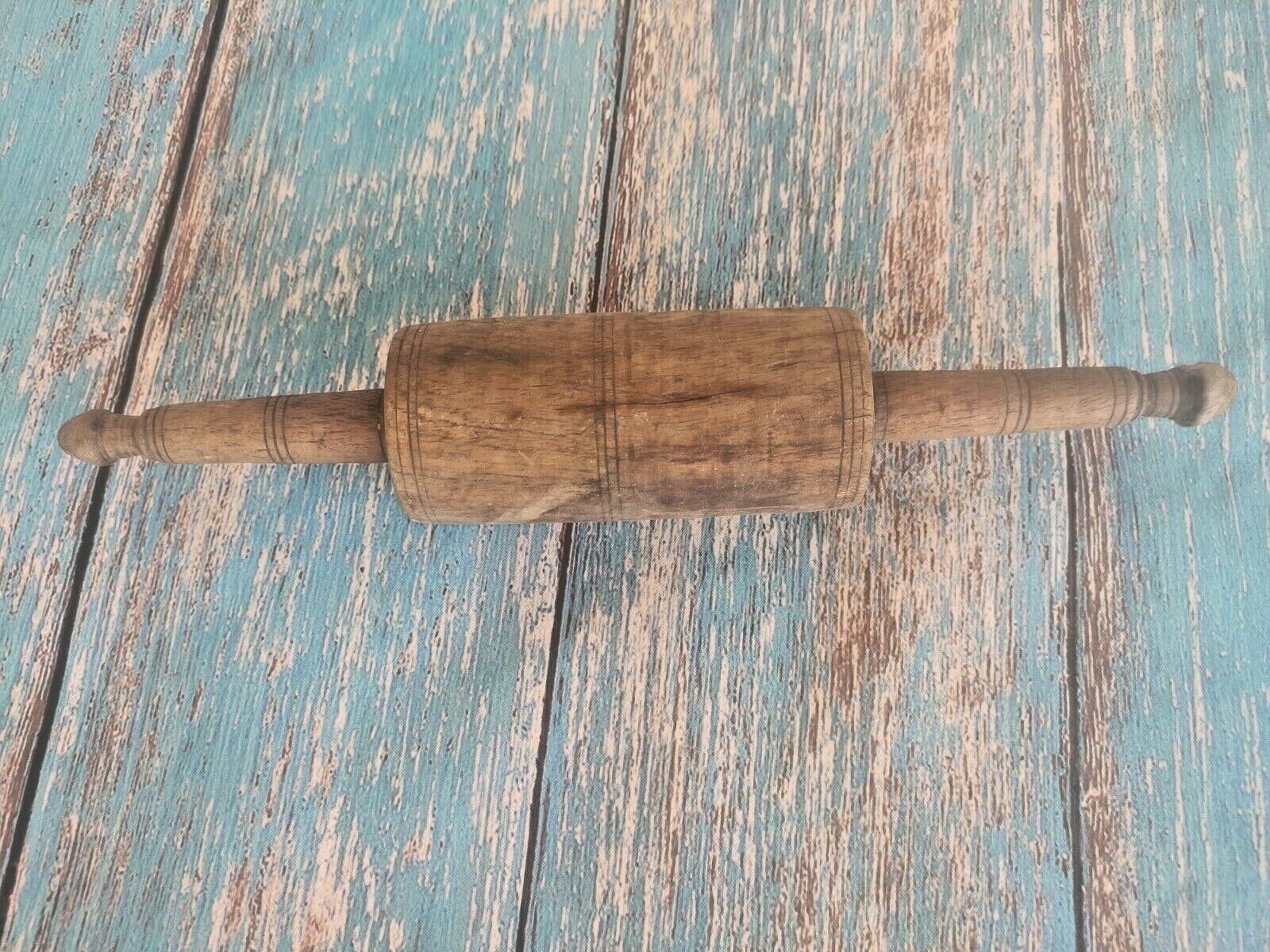 Antique Wooden Chapati Rolling Pin Belan Velan Painted Indian Kitchen ...