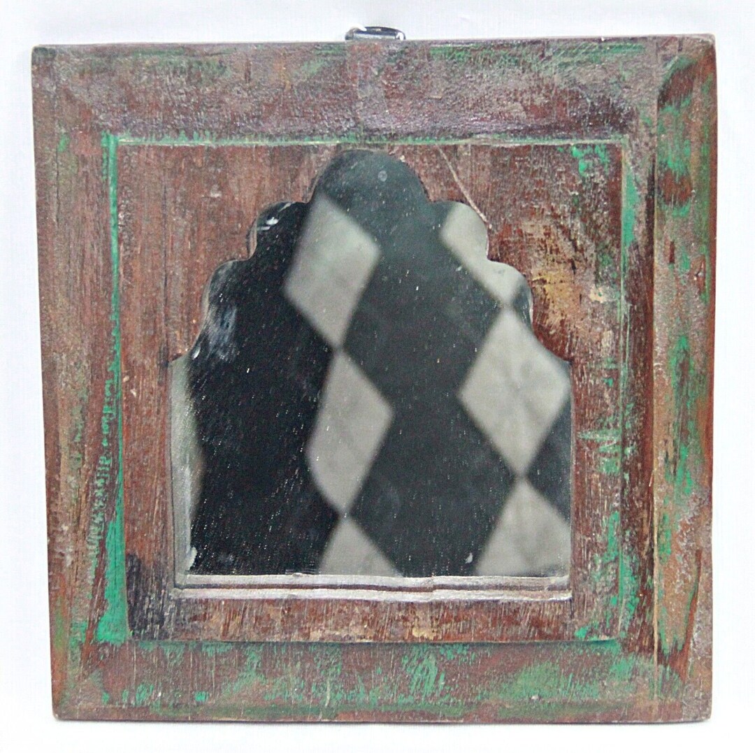 Decorative Wooden Hand-carved Mirror Frame Rustic Style Wall Hanging ...