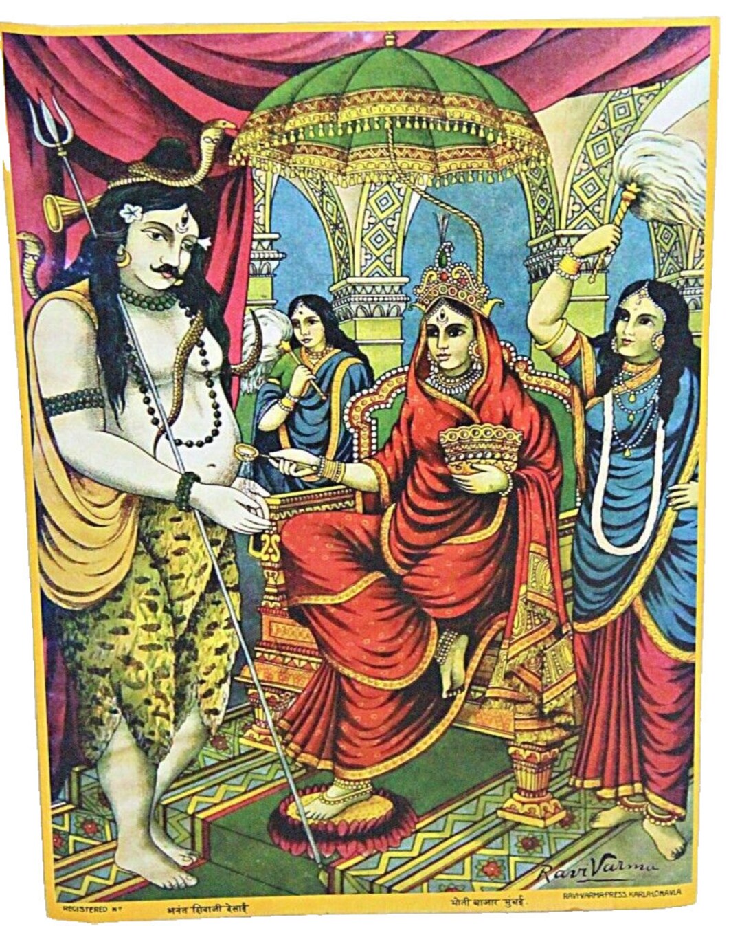Stunning Annapurna Devi Litho Re-print by Raja Ravi Varma, Indian ...