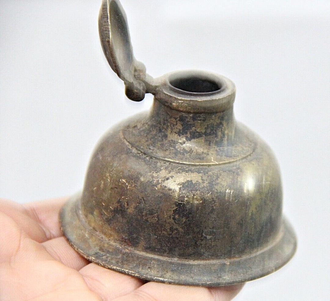 Antique 1930's Brass Ink Pot Handcrafted Vintage Unique Shape Ink Well ...