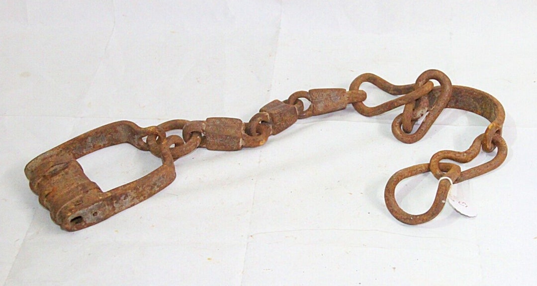 Antique Horse Leg Shackles, Vintage Hand Forged Iron Chain, Heavy Duty ...