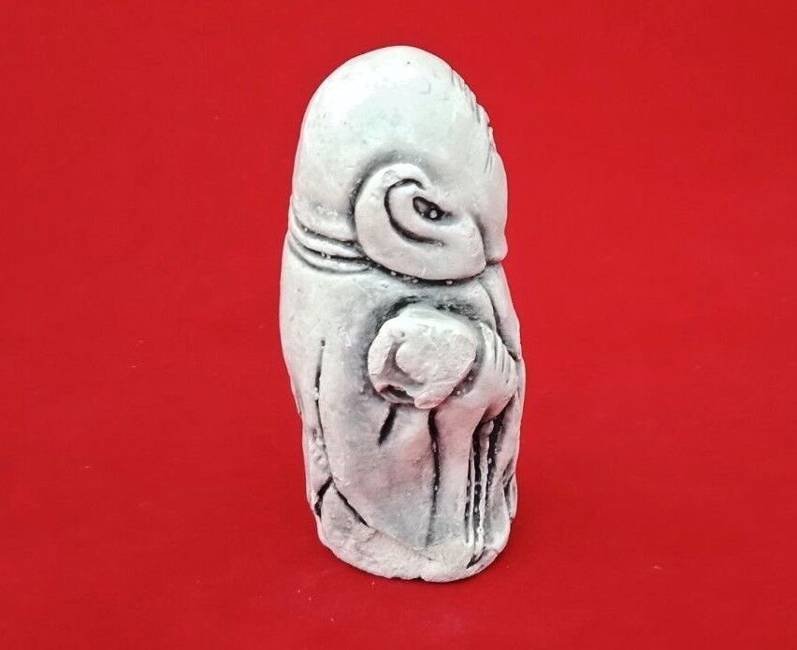 Vintage Chalkware Laughing Buddha Statue Plaster of Paris Figurine Old ...