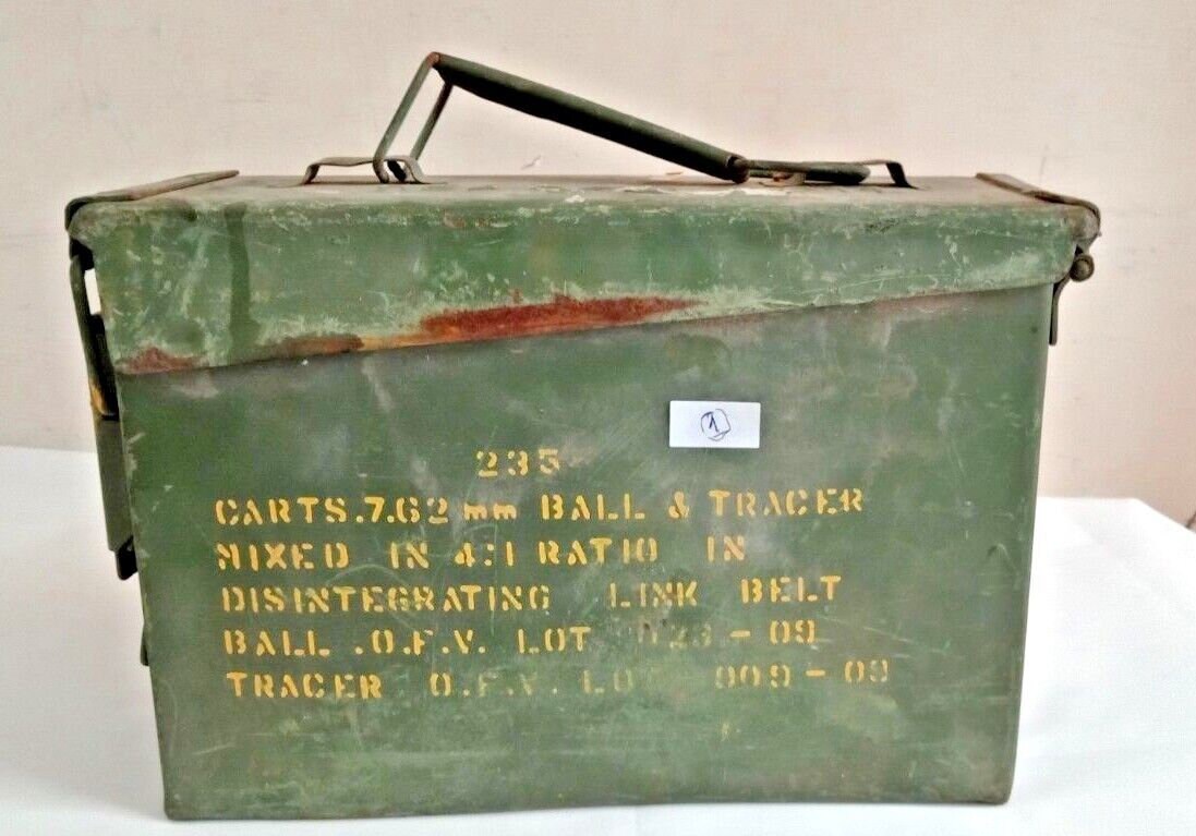 Authentic Army Ammo Box Military Bullet Container Solid Metal Carrying ...
