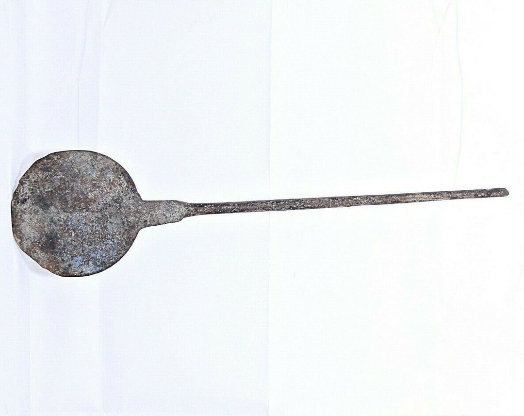 Hand Forged Wrought Iron Long Bread Rolling Spoon, Collectible Antique ...