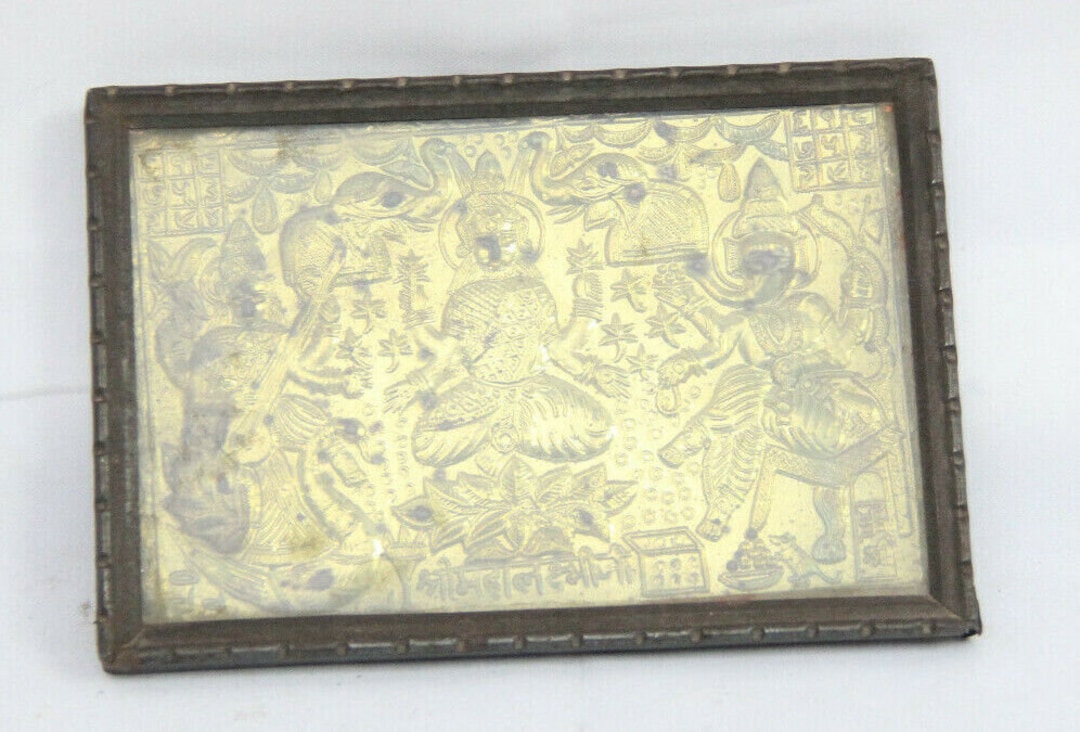 Vintage Laxmi Tin Frame Art: Embossed Golden Hindu Goddess Print - Etsy