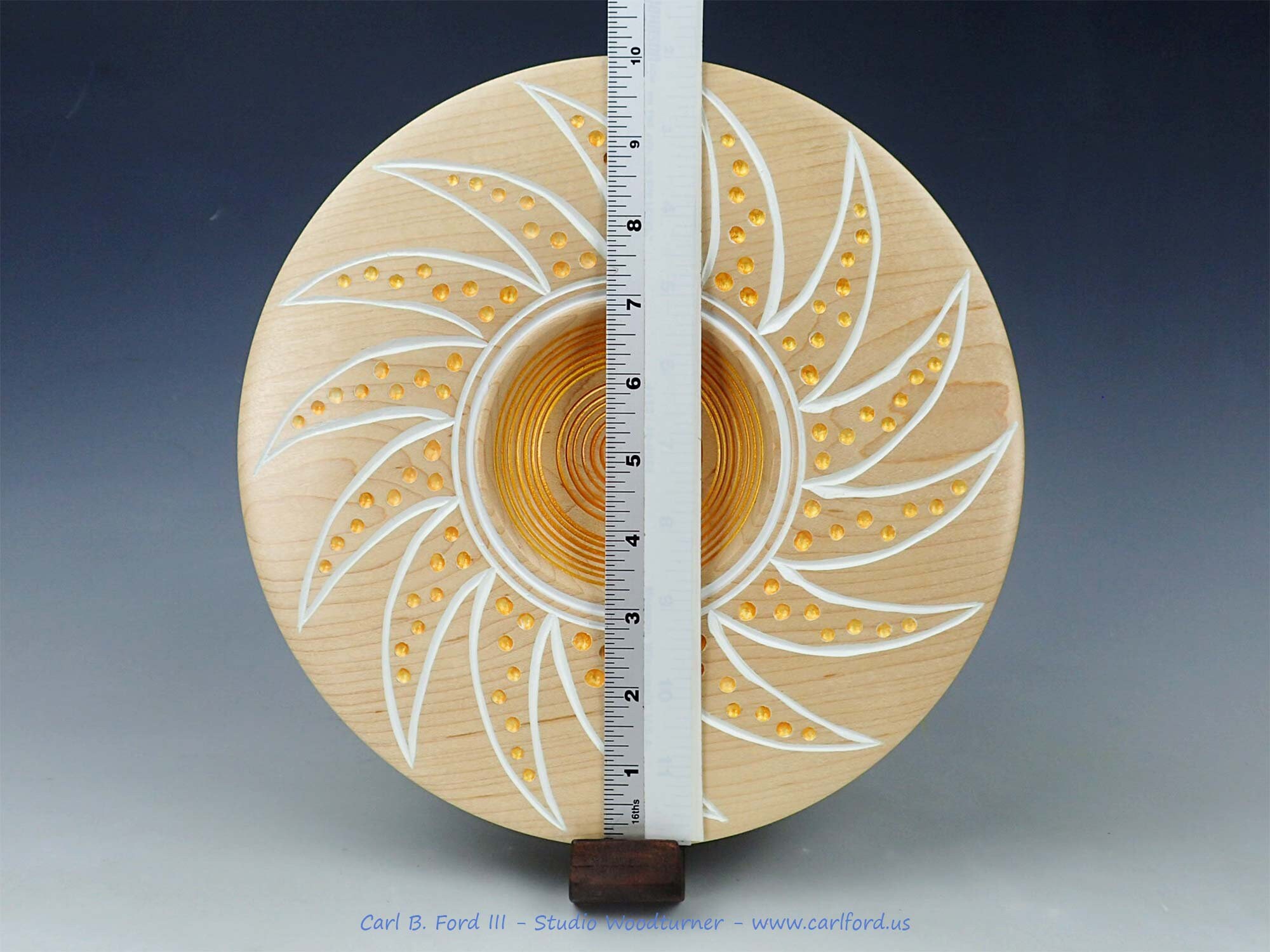 White & Gold Pin Wheel Wide Rim Bowl 5/2022 Turned Maple - Etsy