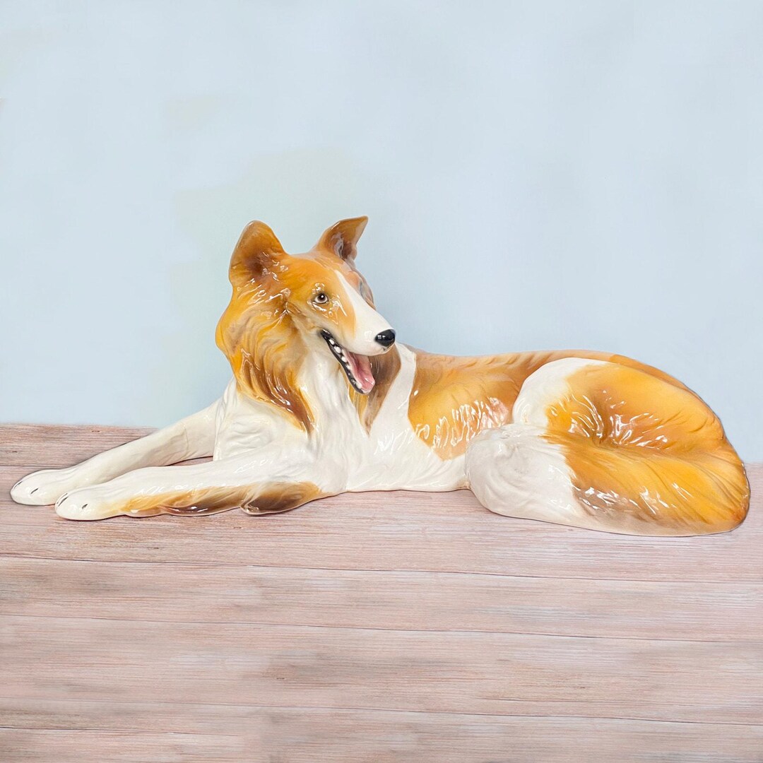 Large Italian Vintage Ceramic Collie - Etsy