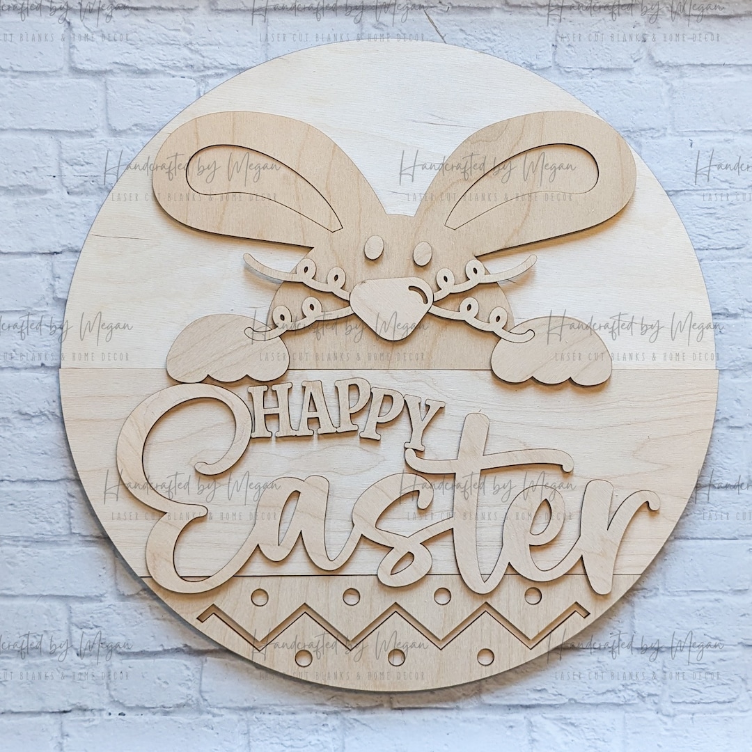 Happy Easter Bunny Door Hanger- Easter Decor - DIY Door Hanger ...