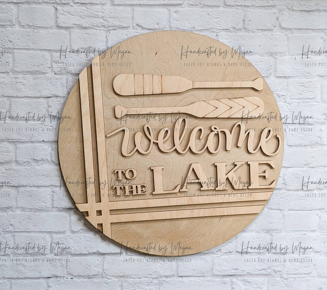 Welcome to the Lake Door Hanger Summer Decor Unfinished Wood Wooden ...