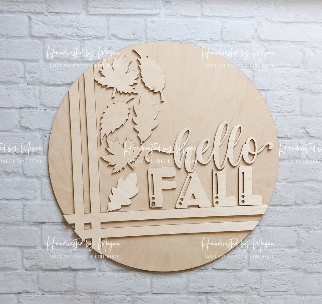 Hello Fall Leaves Door Hanger Fall Decor Unfinished Wood Wooden Blanks ...