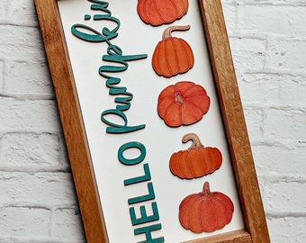 Hello Fall Sign Fall Decor Pumpkin Sign Autumn Decor 3D - Etsy