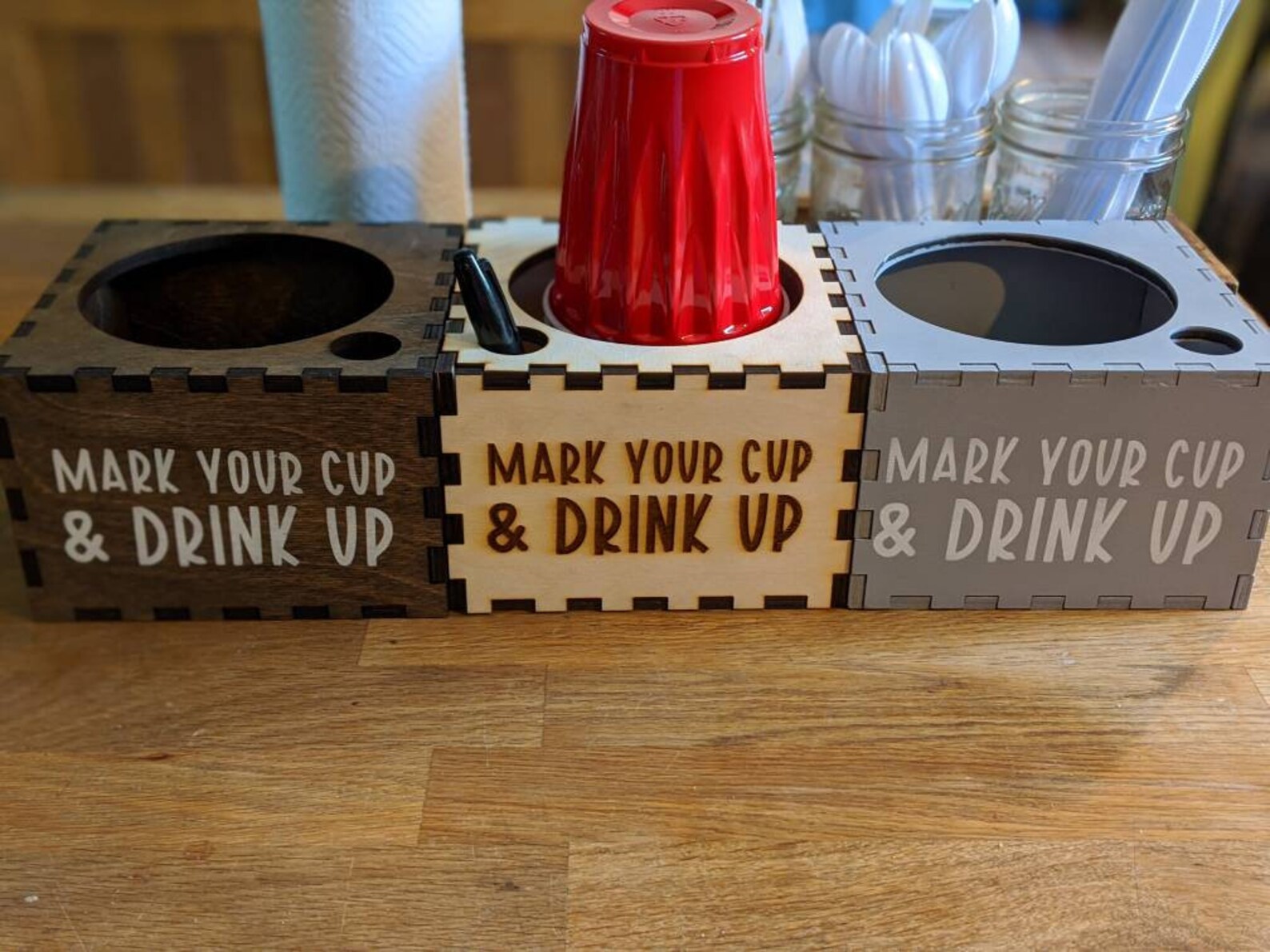 Solo cup holder Laser Cut Painted Farmhouse Decor | Etsy