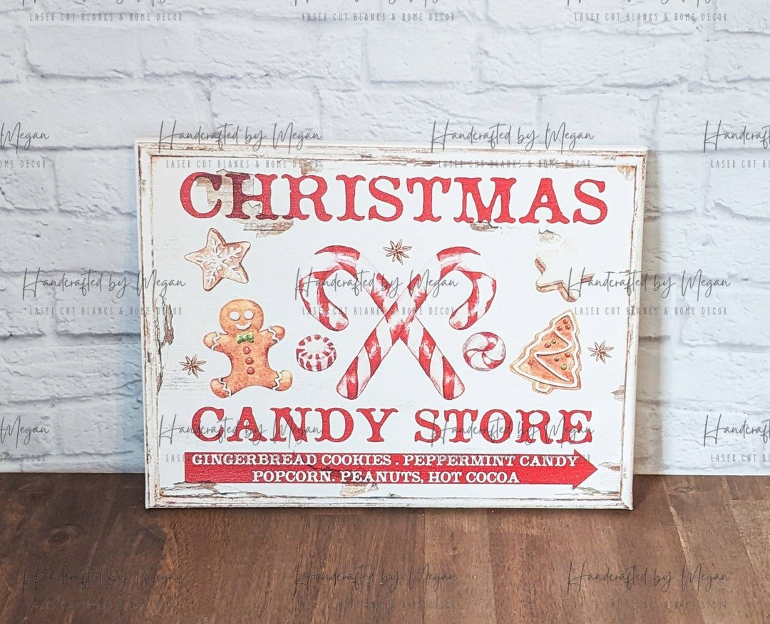 Christmas Candy Store Christmas Decor Canvas Print Farmhouse Decor ...