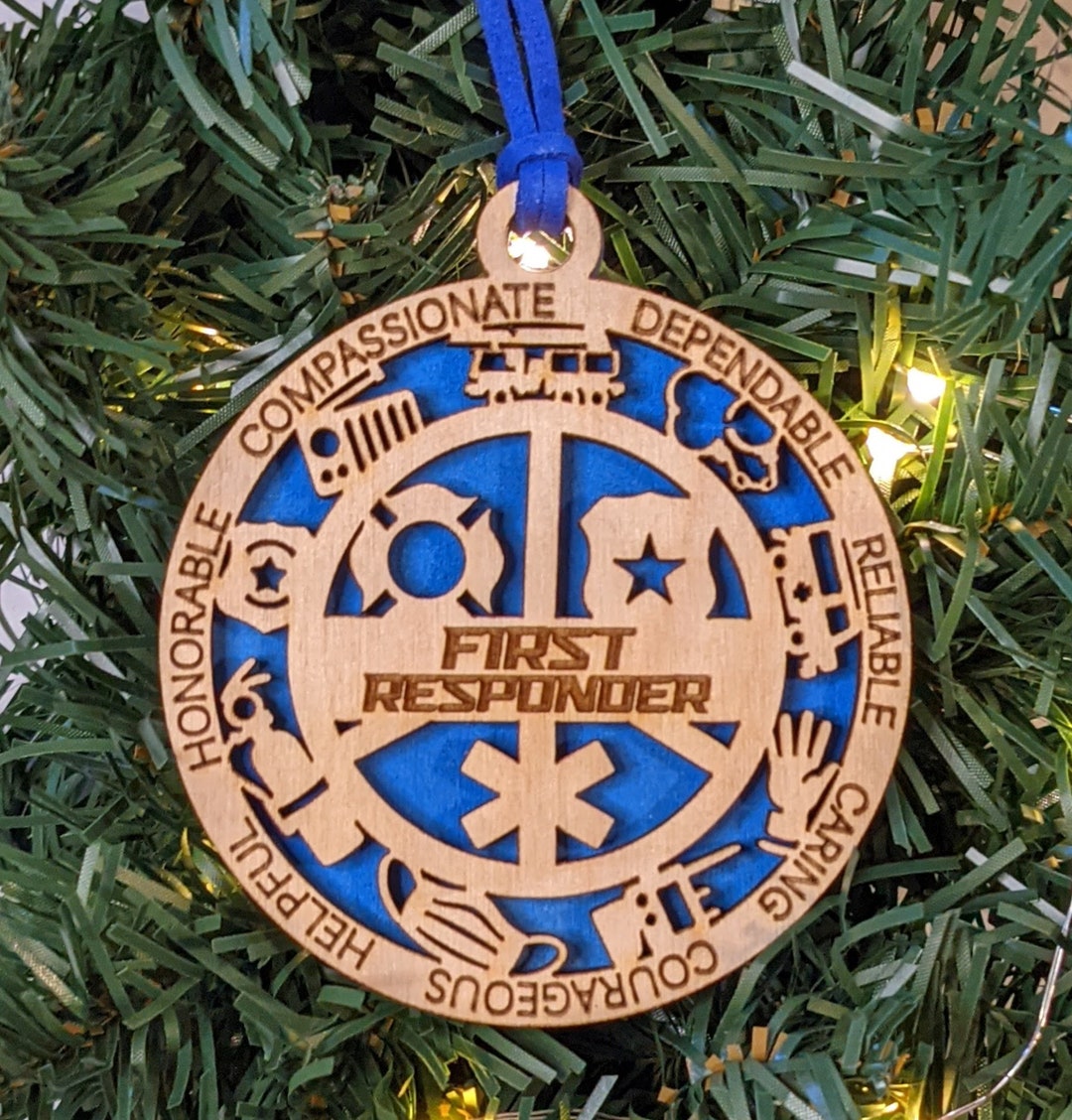 Wood Engraved First Responder Christmas Ornament - First Responder ...