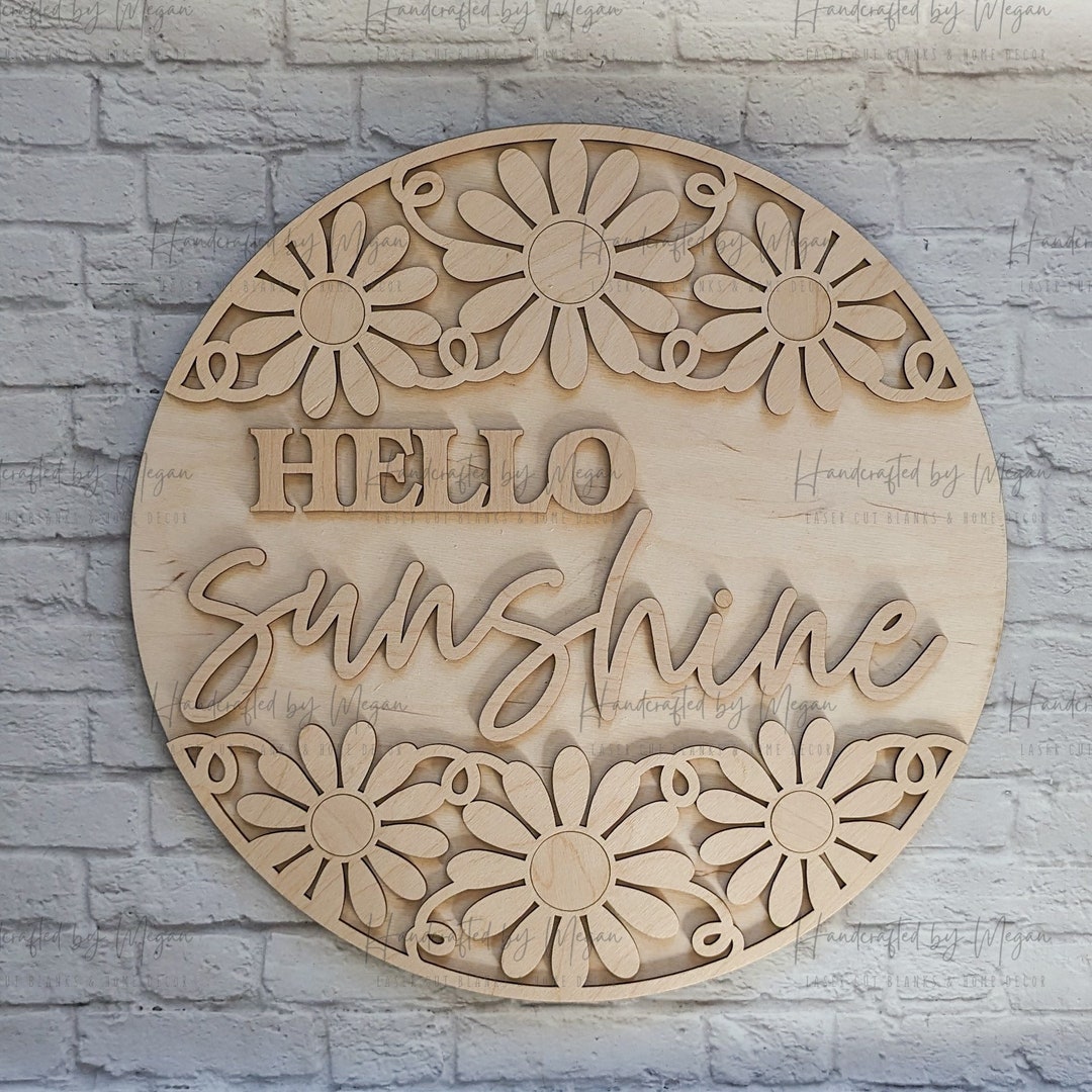 Hello Sunshine Daisy Door Hanger- Spring Decor - Unfinished Wood ...