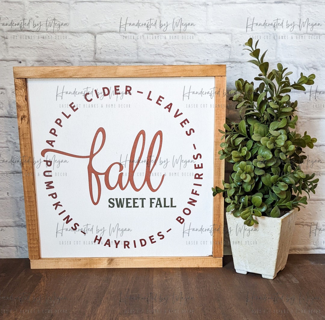 Fall Sweet Fall Sign Framed Sign Farmhouse Decor Fall Decor - Etsy