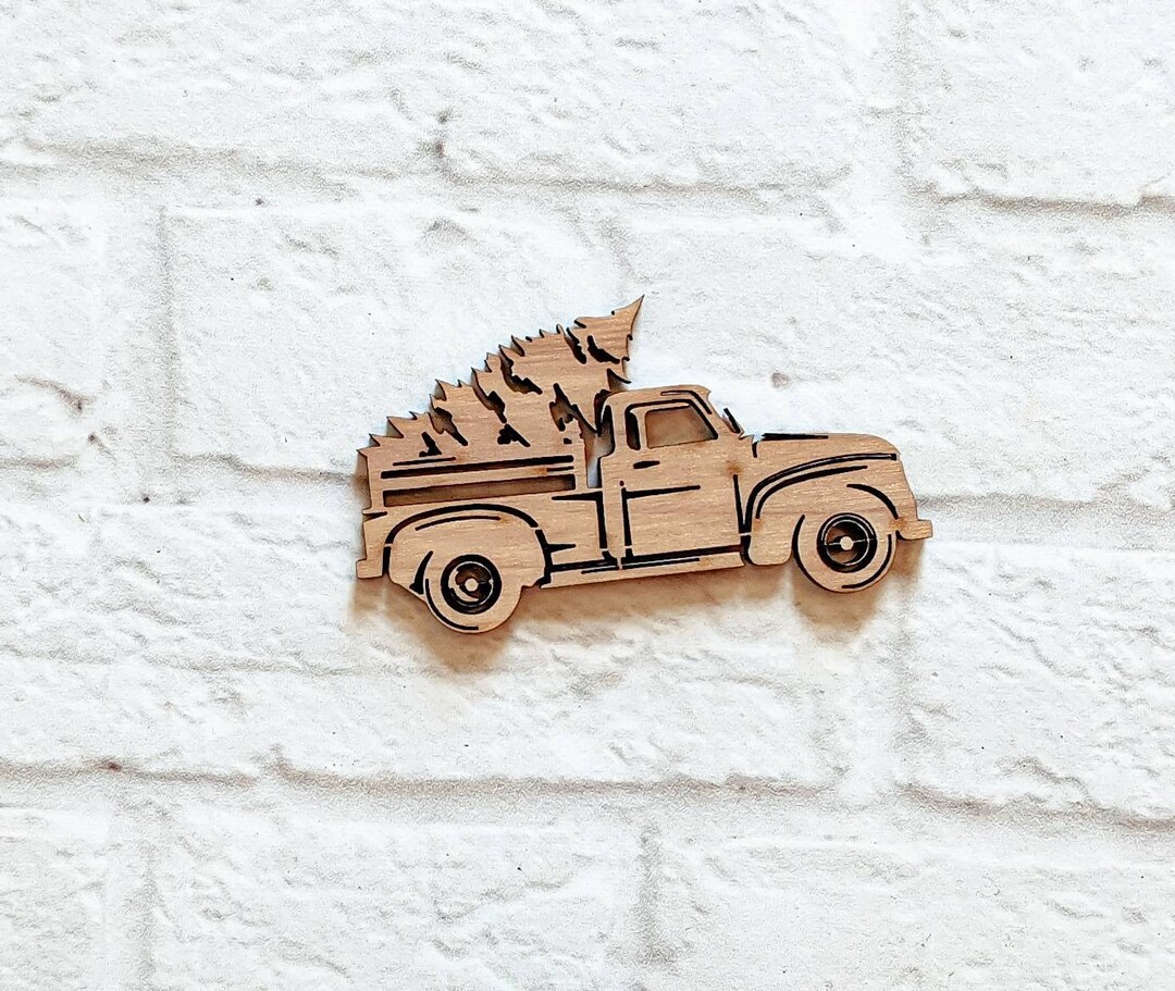 VINTAGE TRUCK With Tree - Various Sizes - Unfinished 1/4" Wood - Wooden ...