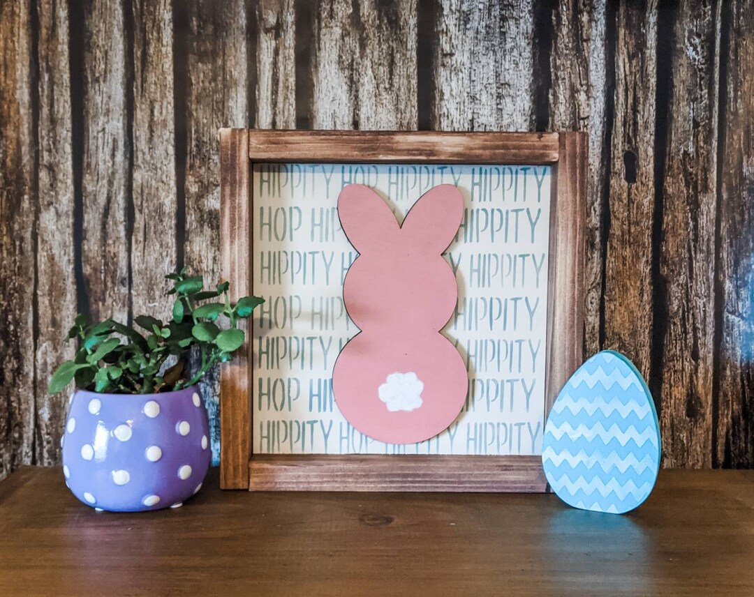Bunny Sign - Hippity Hoppity - Easter Decor - Spring Welcome - Easter ...