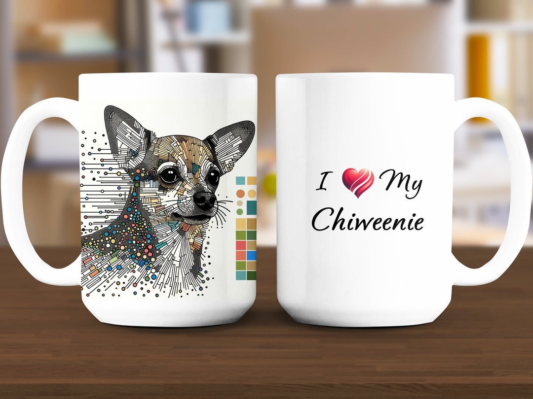 Chiweenie Art Mug 15oz, Modern, Stylish, Abstract Art, Dog Lover ...