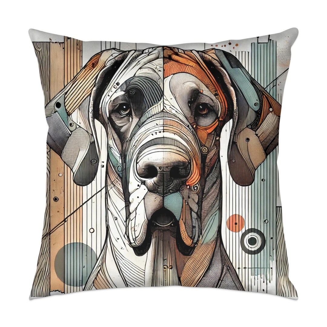 Dog Art Throw Pillow, Great Dane, Modern, Stylish, Abstract Art ...