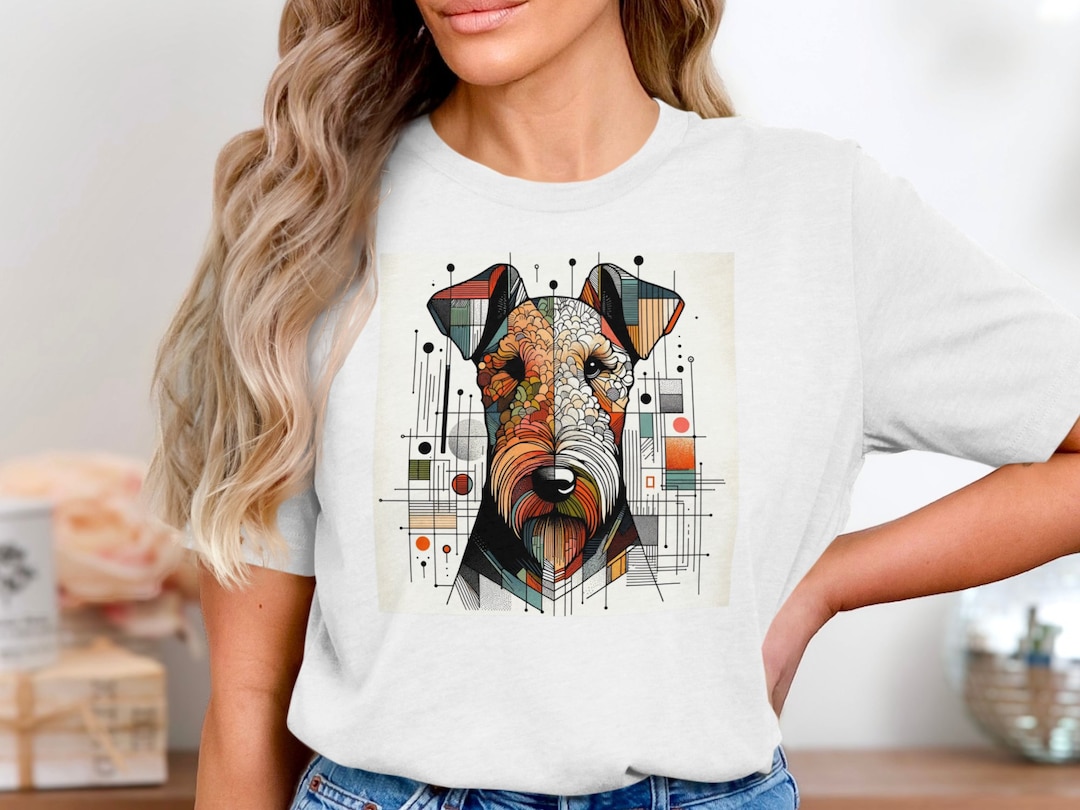 Dog Art T-shirt, Airedale Terrier, Modern, Stylish, Abstract Art ...