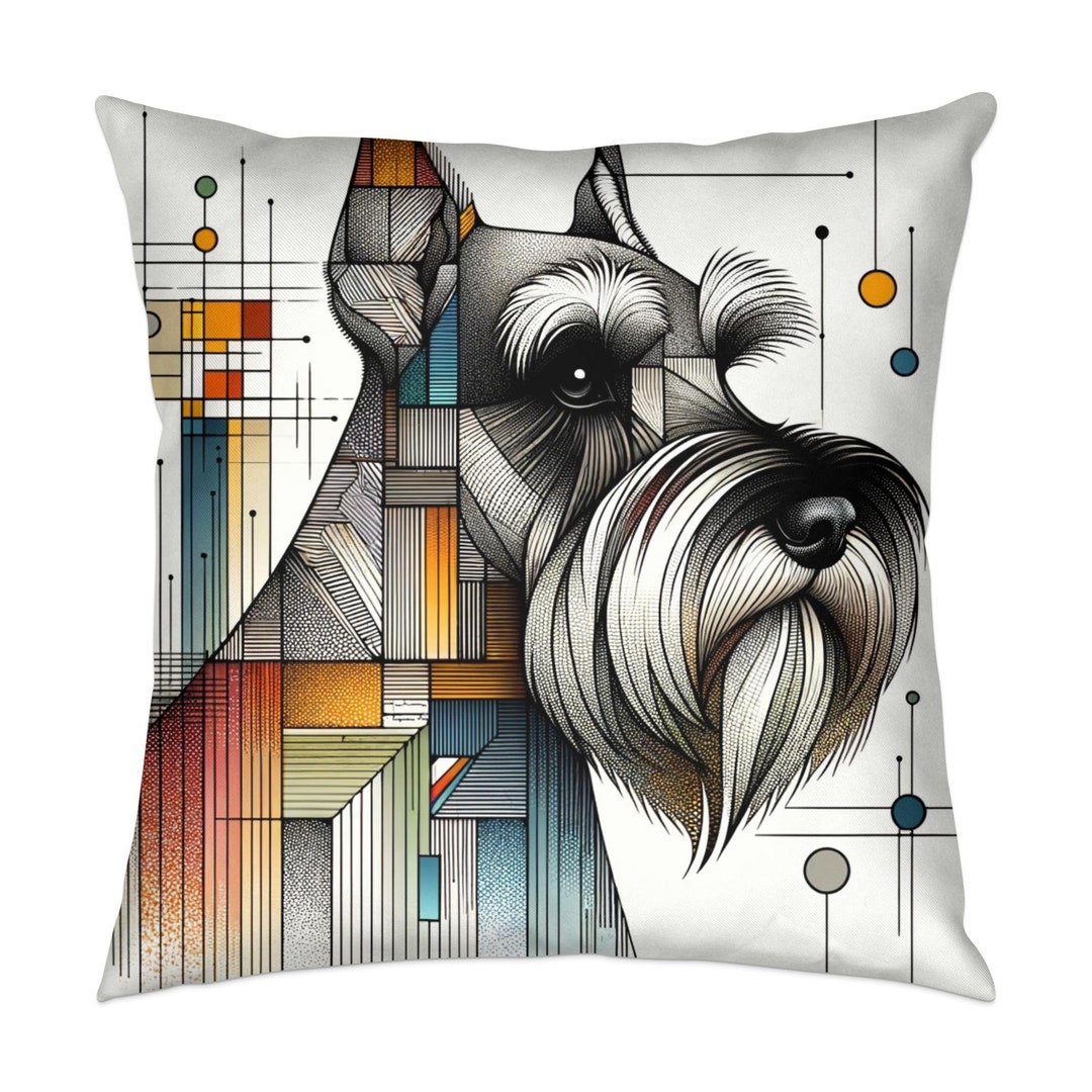 Dog Art Throw Pillow, Miniature Schnauzer, Modern, Stylish, Abstract ...