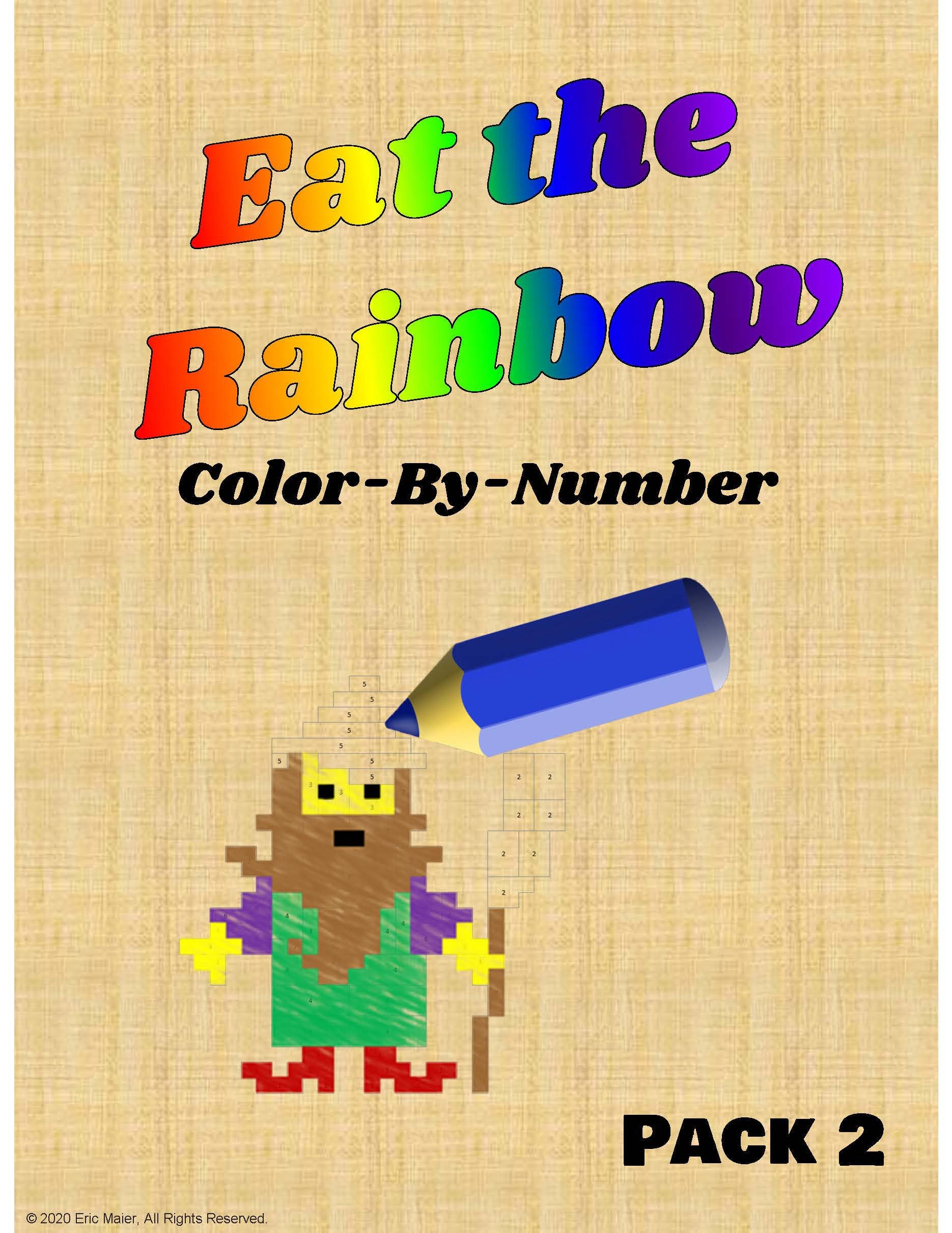 Eat the Rainbow Color by Number, Pack 2, for Kids, Includes Fruit and ...