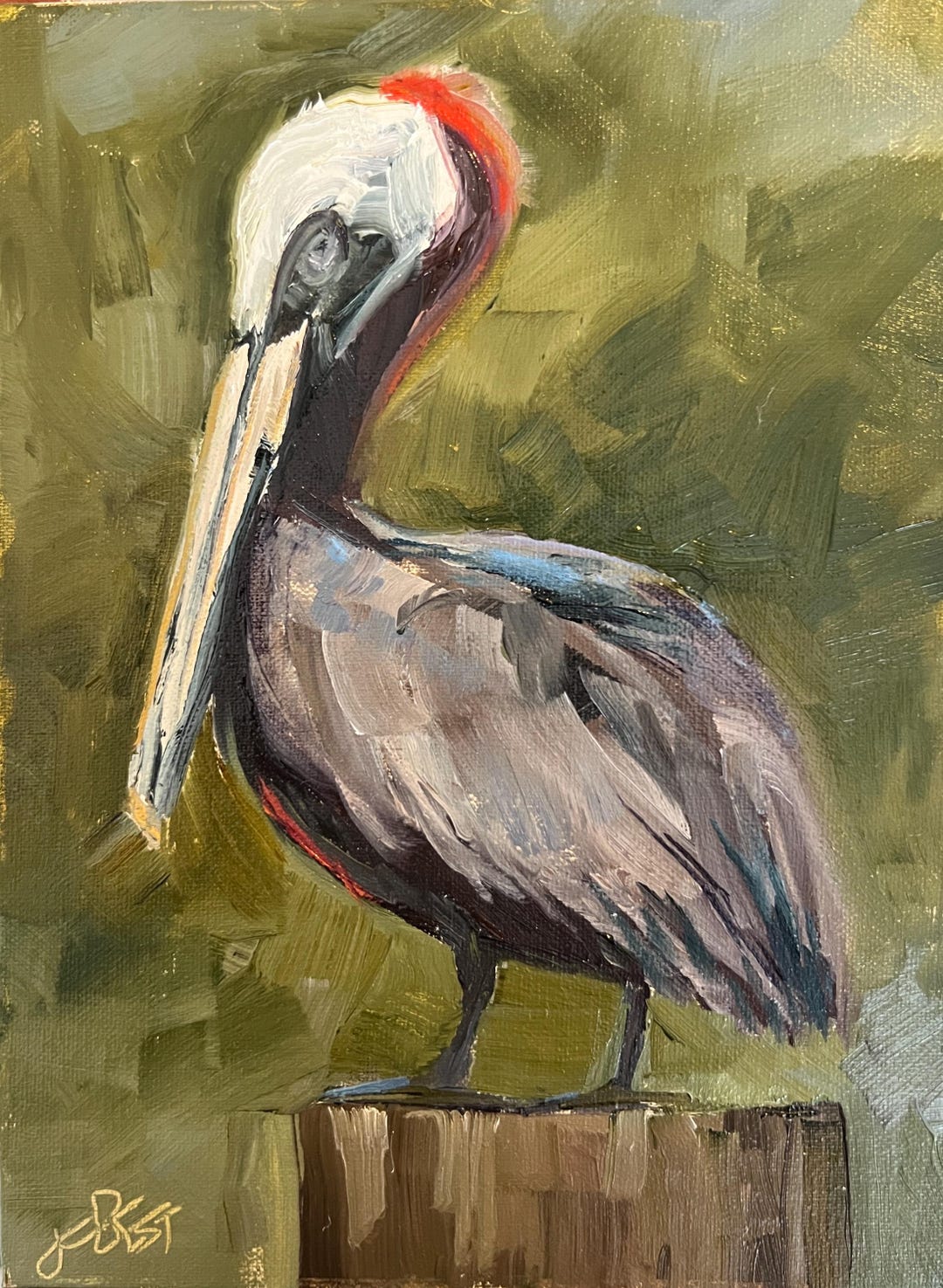 Pelican Painting: Florida Marina Bird Art - Etsy