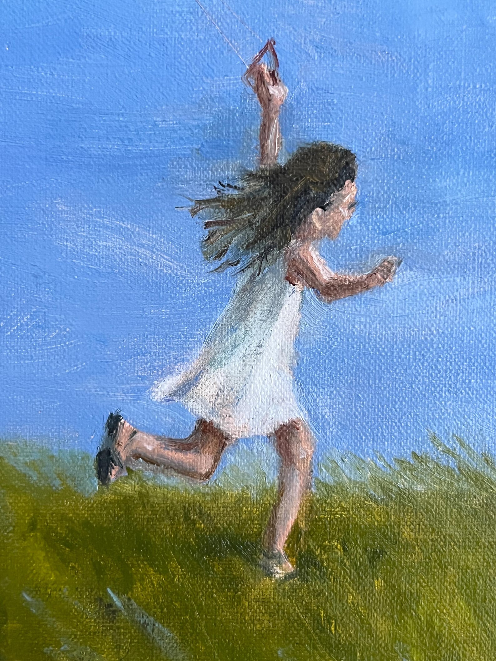 Kite Painting, Little Girl With Kite, Red Kite Art, “soaring Joy ...
