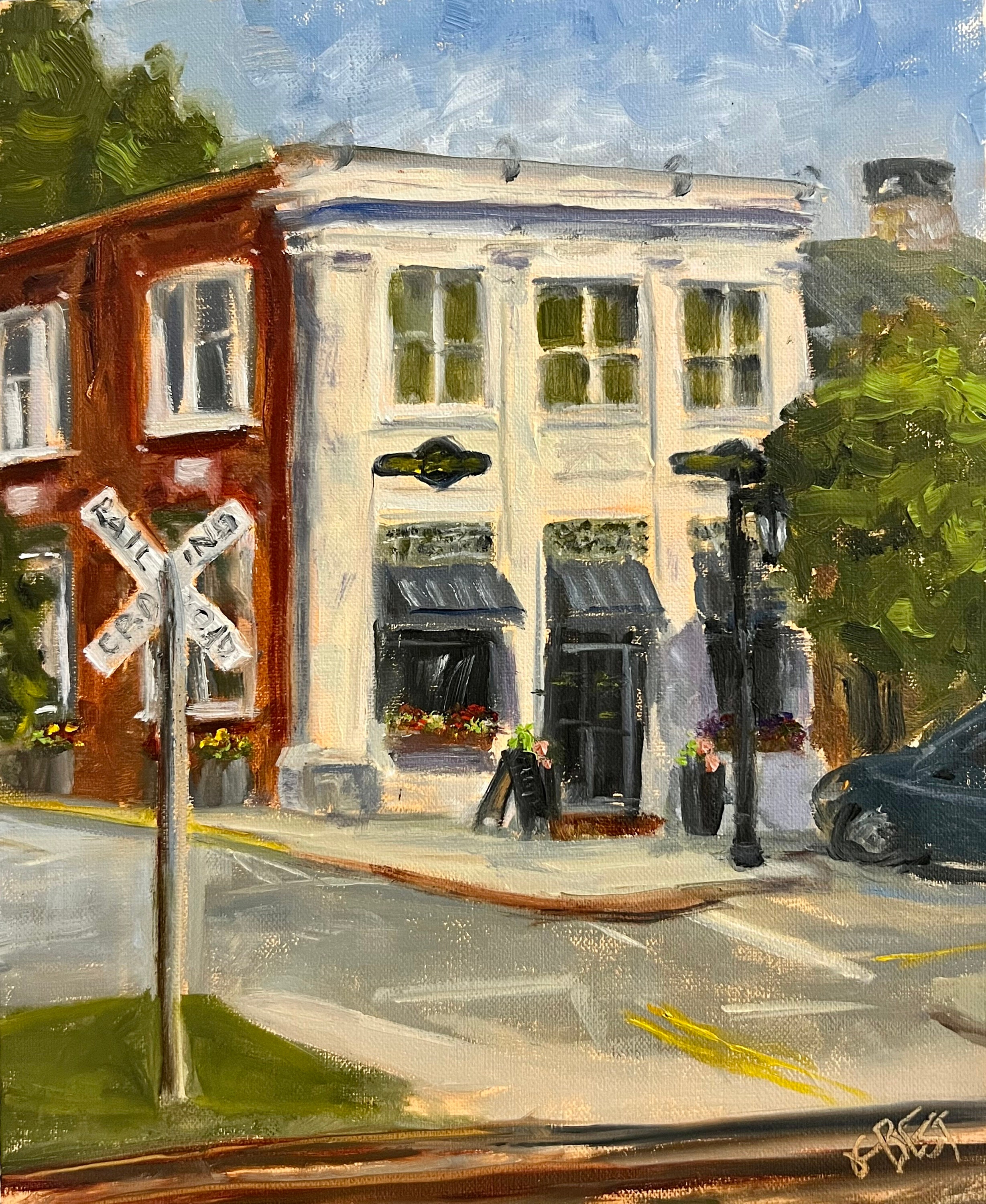 Historic Downtown Oil Painting, Blue Ridge, Georgia, Building, Railroad ...