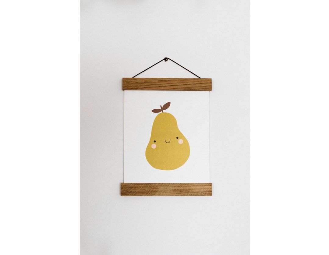 PEAR Print & Wooden Hanger SET, Kids Poster, Magnetic Frame, Nursery ...