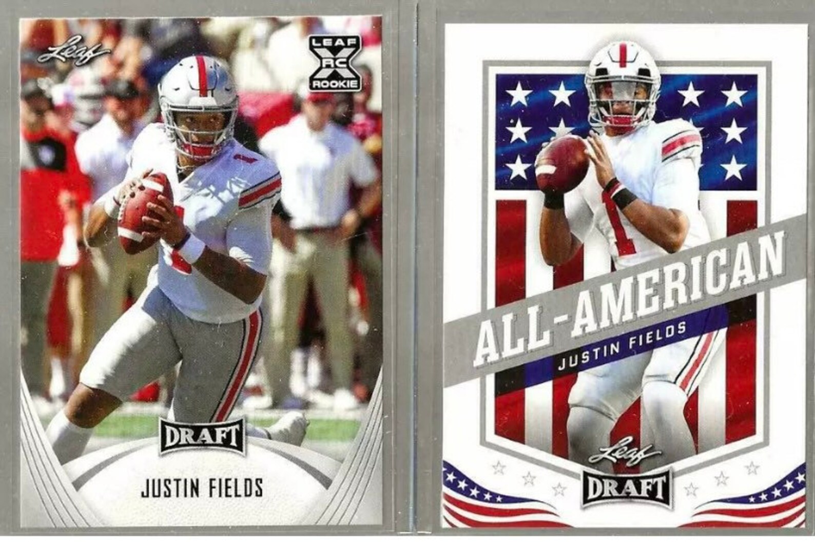 Justin Fields 2021 Leaf Draft Rookie Cards LOT of a 2 & 49 - Etsy