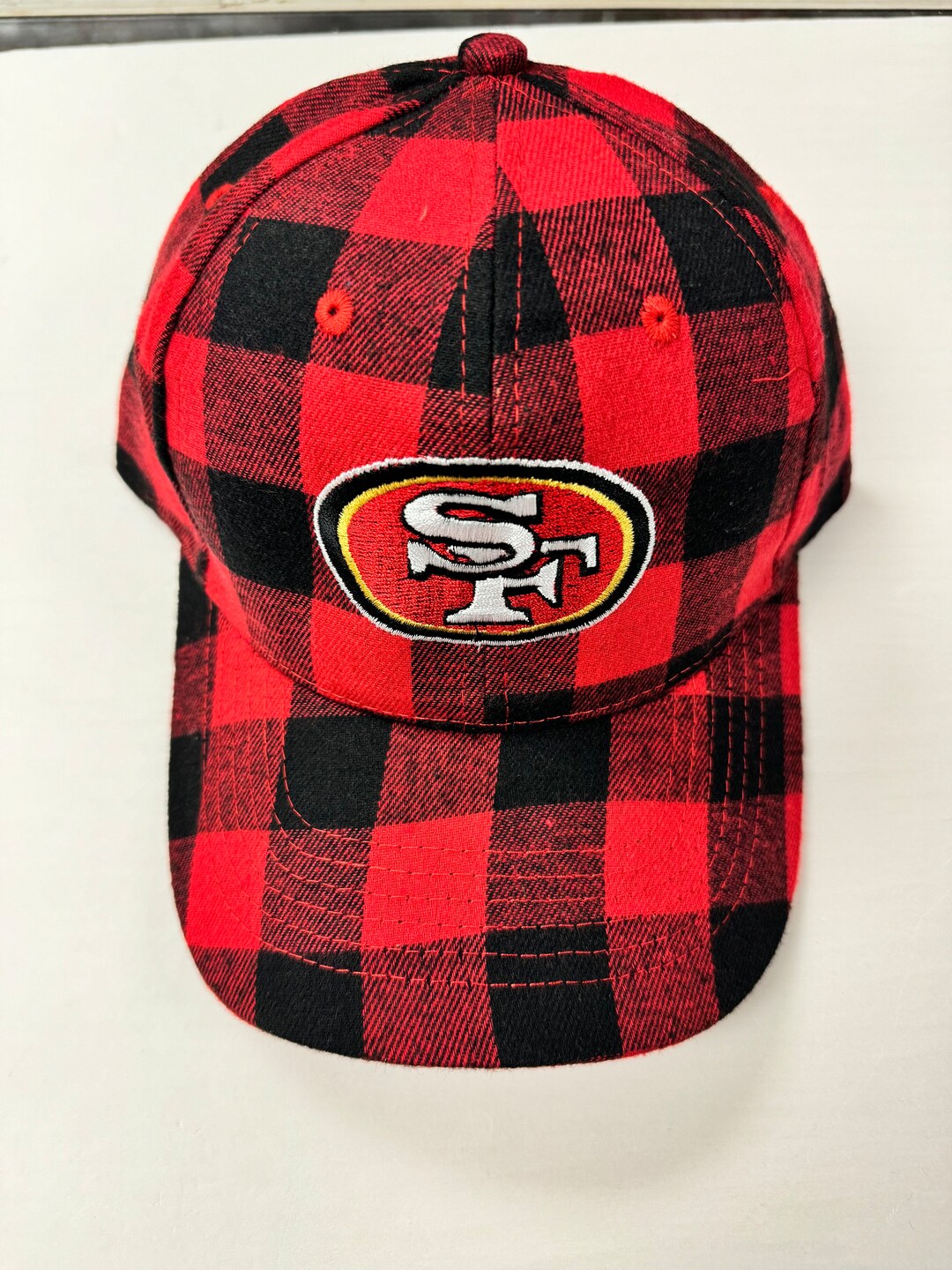 San Francisco 49ers Red & Black Plaid Embroidered LOGO Hat - Etsy