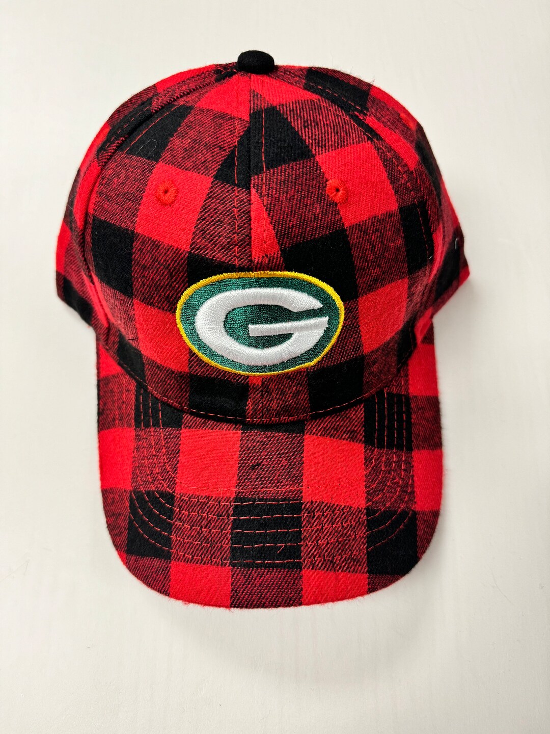 Green Bay Packers Red & Black Plaid Embroidered LOGO Cap - Etsy